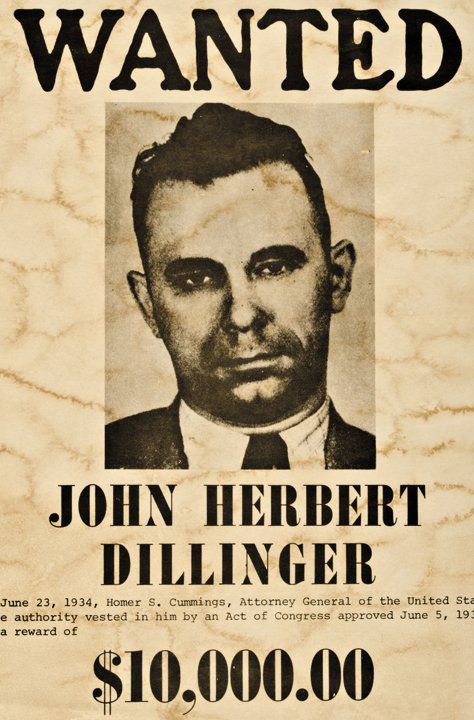1934 John Dillinger FBI Broadside Style “Wanted Poster” : Lot 129