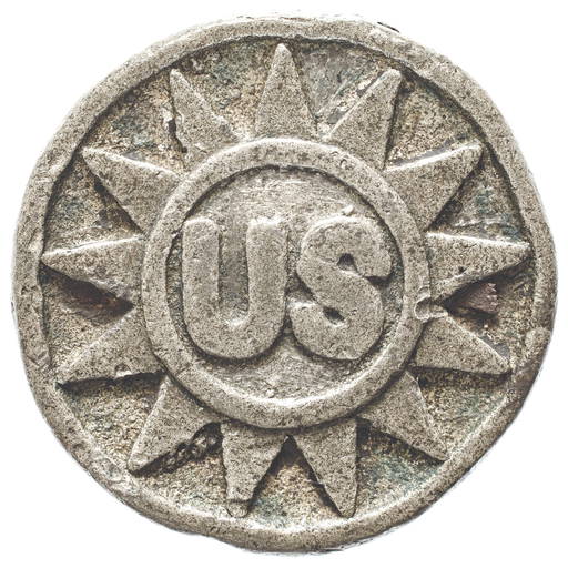 Patriotic Early American Button, Central Us Within A Sun Design With 13 ...