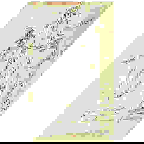 C 1850 Hand-drawn Pen + Ink Artwork Drawing Of Generals Zachary Taylor ...