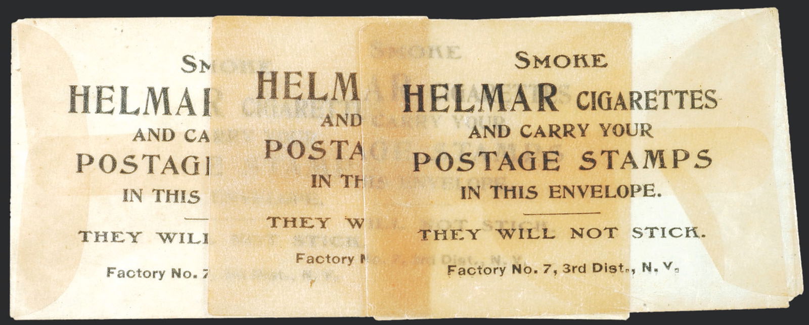 Three Helmar Cigarette Postage Stamp Envelopes Auction