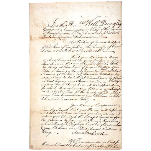 1759 French + Indian War Petition Signed General John Armstrong + Penn ...