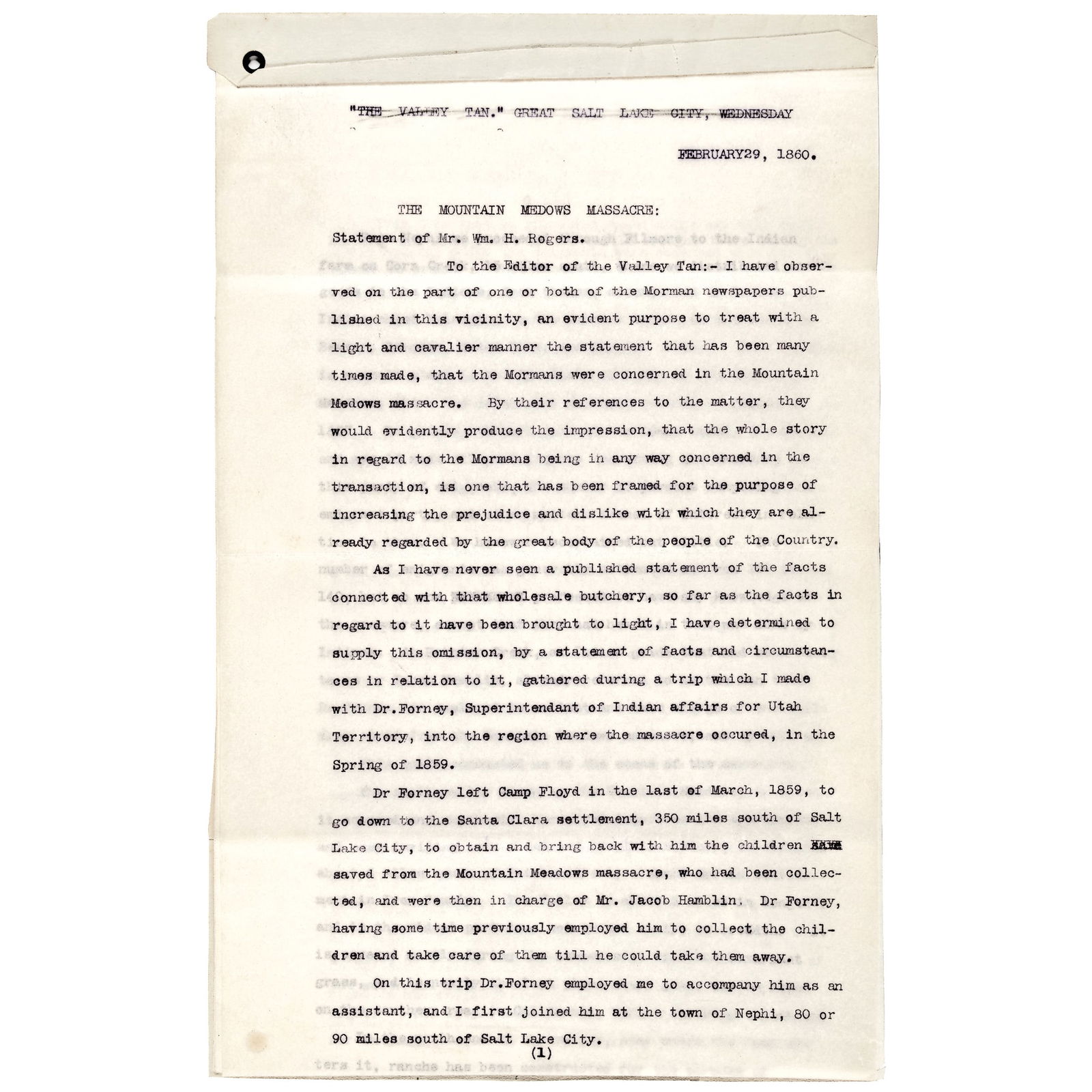 1857 (mormon History) Historic Mountain Meadows Massacre Firsthand ...