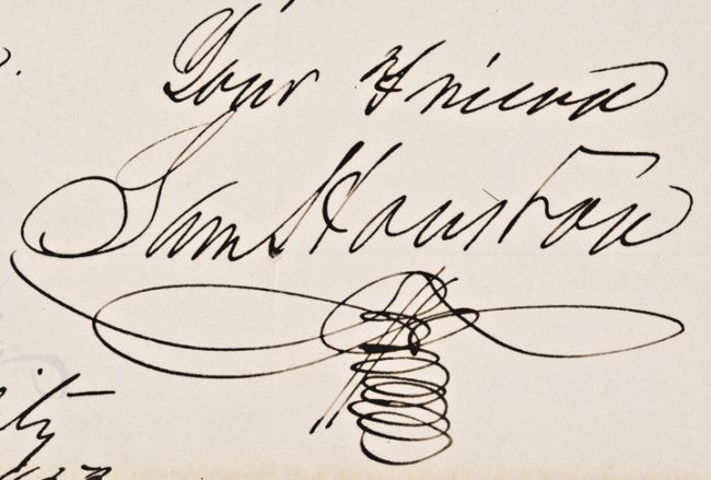 SAMUEL “SAM” HOUSTON Autograph Letter Signed 1852 : Lot 54