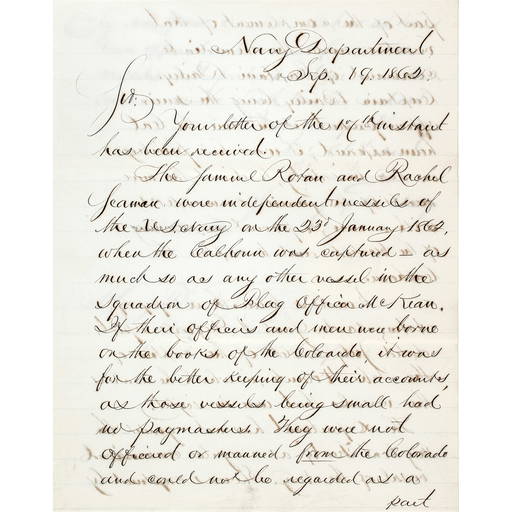 1862 Gideon Welles Civil War Navy Secretary Signed Letter, Re ...