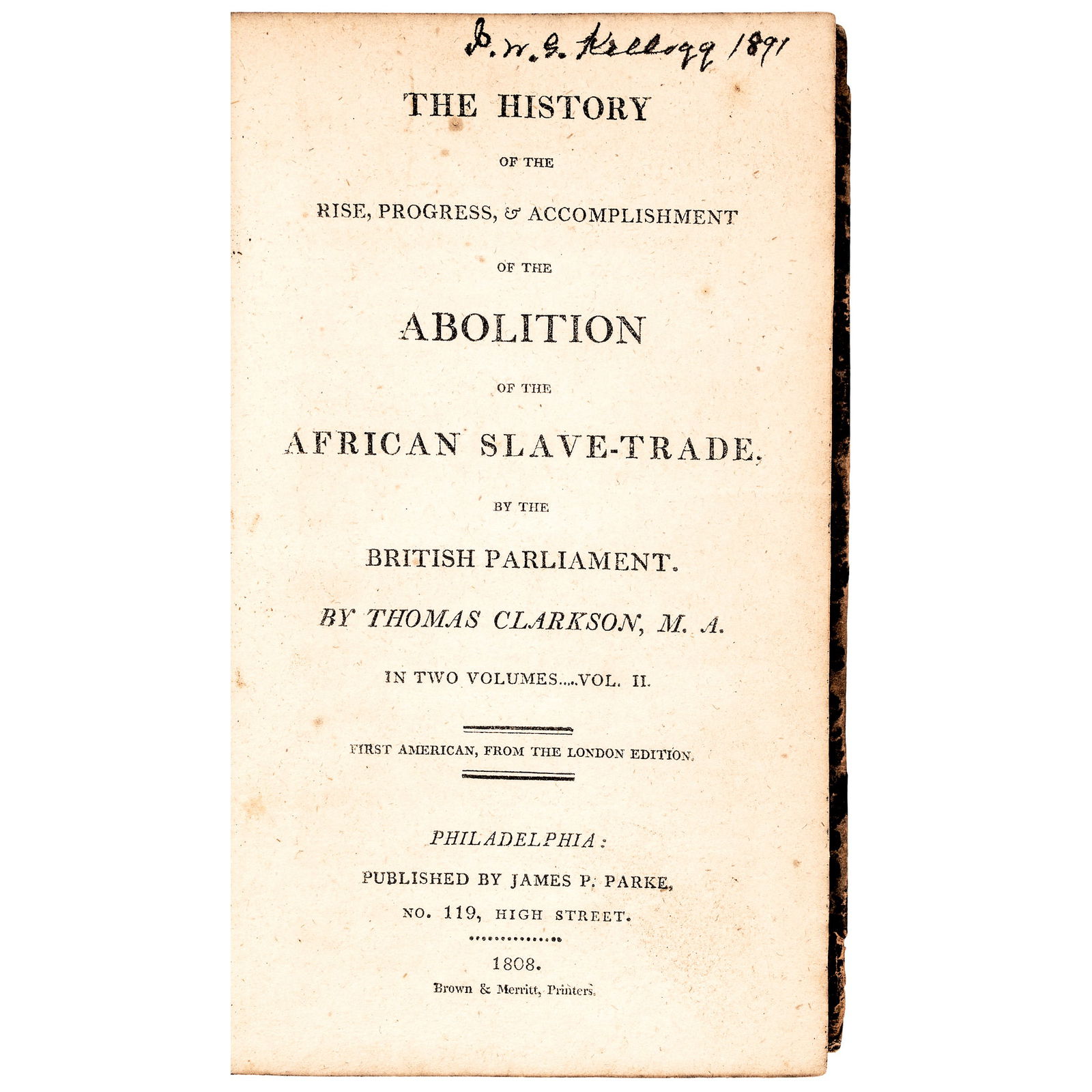 1808-published Book On Black History, Slavery, And Abolition Of The ...