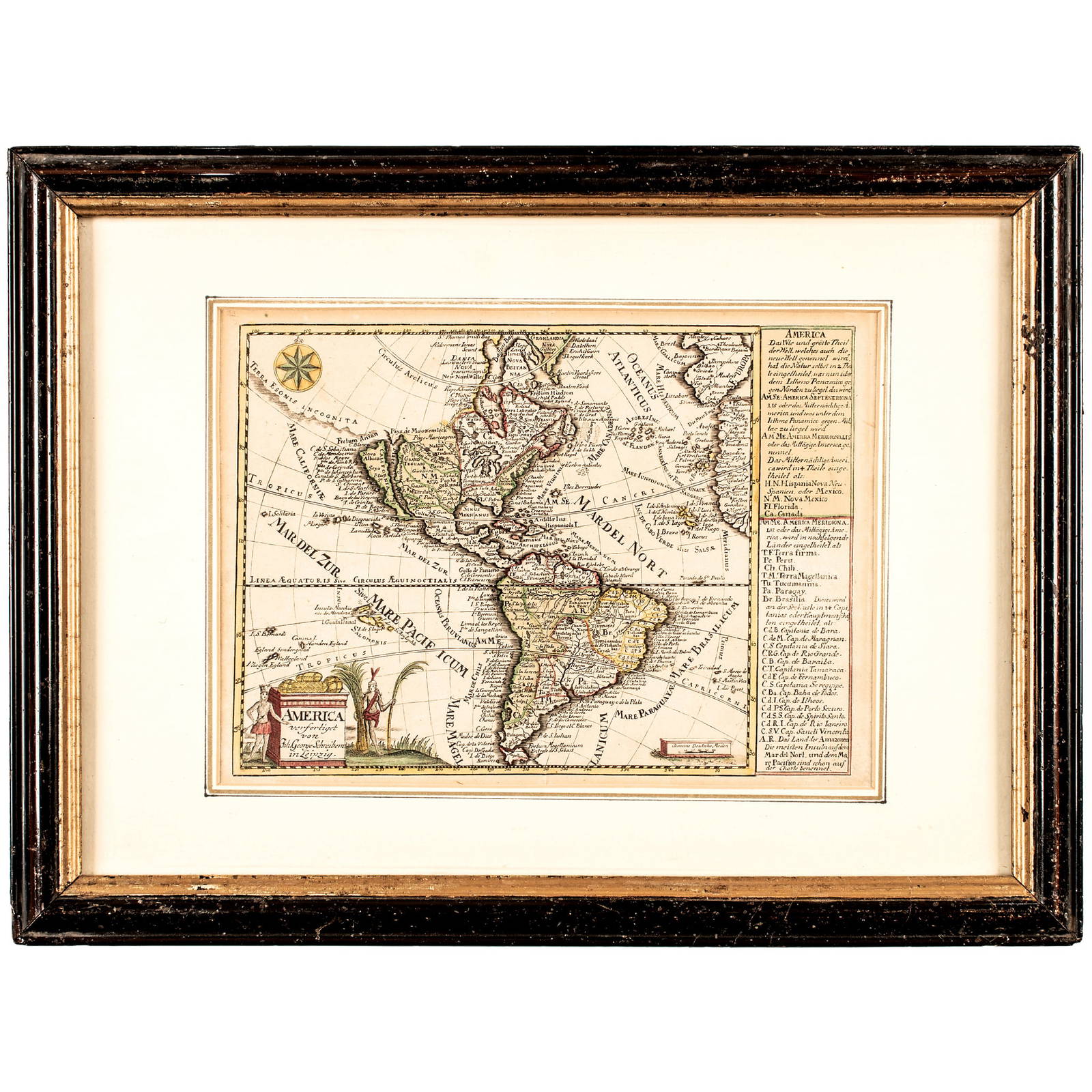 C 1730 Hand-colored Colonial Era Map Of The Americas, California Shown ...