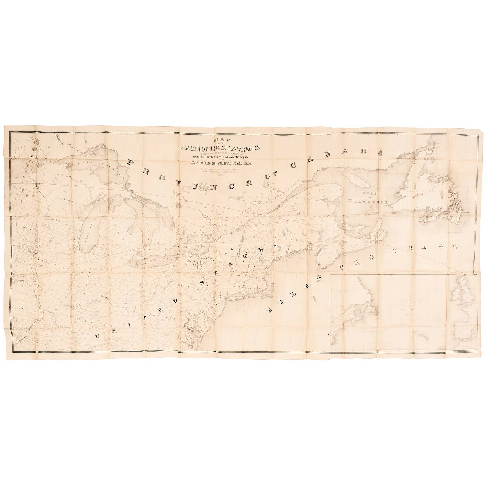 1853 Map, Basin Of The St. Lawrence, By T. Keefer Showing Natural ...