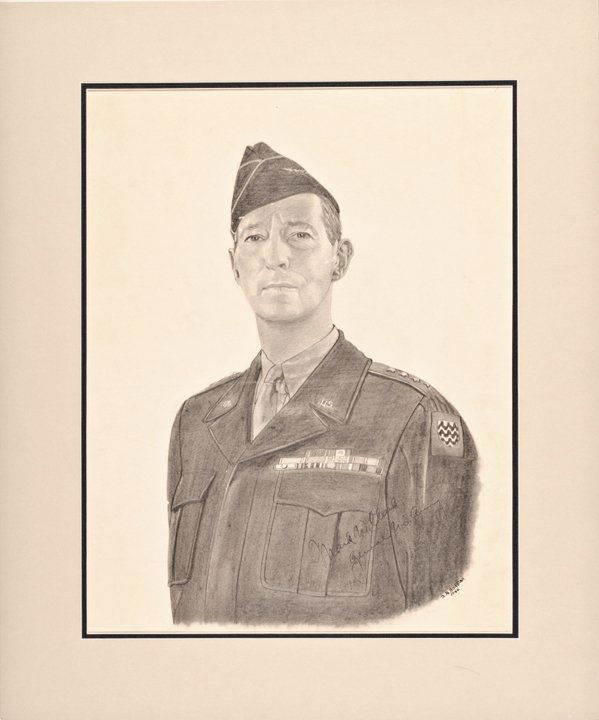MARK W. CLARK, Pencil and Charcoal Illustration Signed