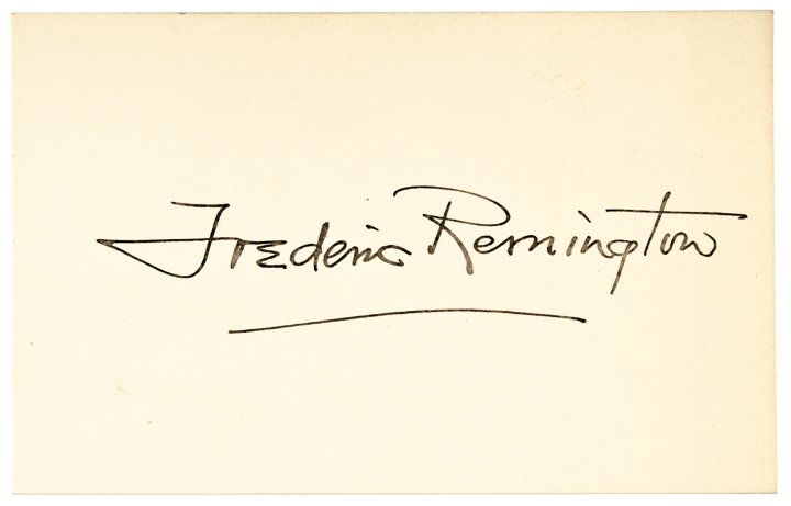 FREDERIC REMINGTON, Bold Signature, On Card