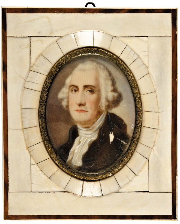 George and Martha Washington Miniature Portrait Pair