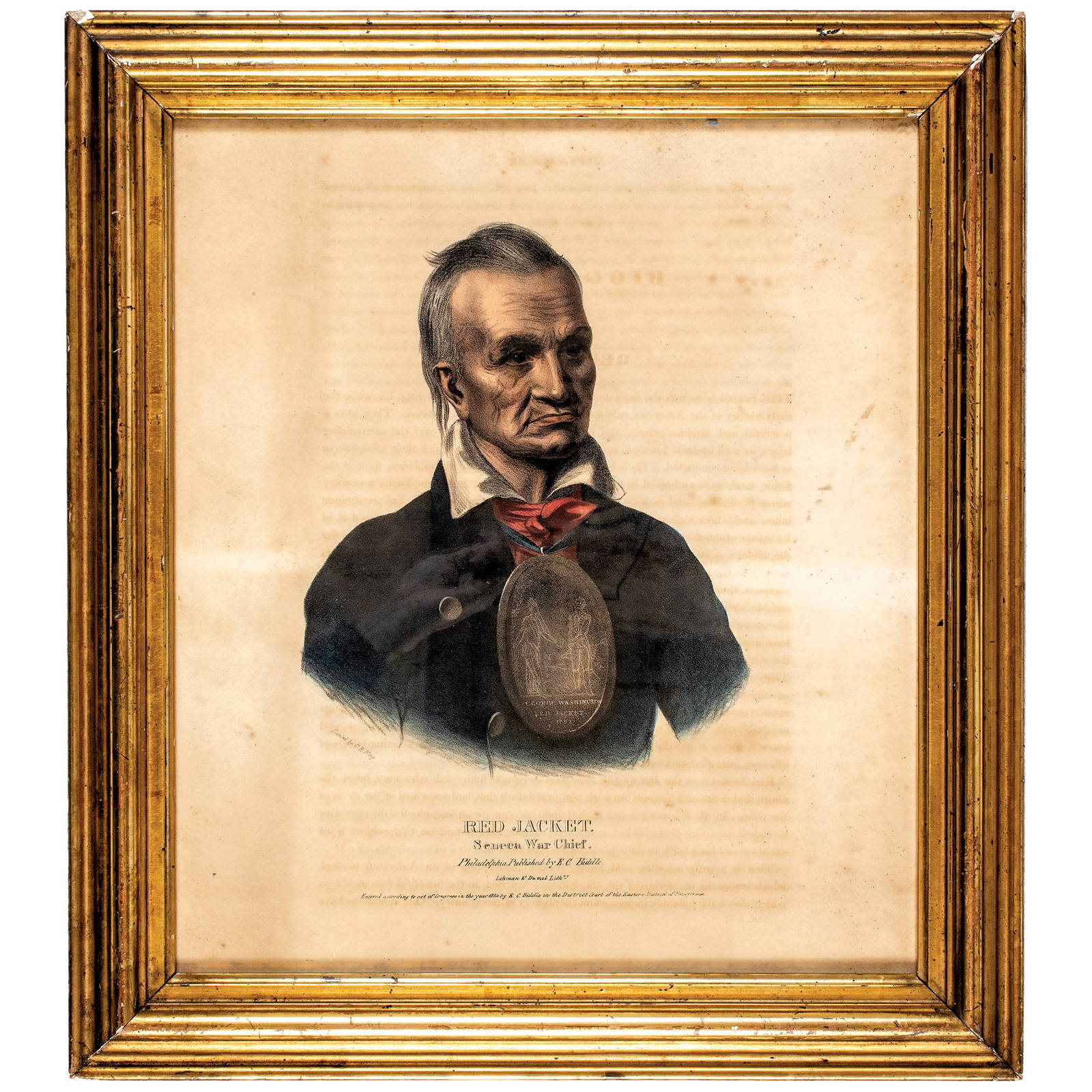 1834 Issued Seneca War Chief Red Jacket, Wearing His George Washington ...