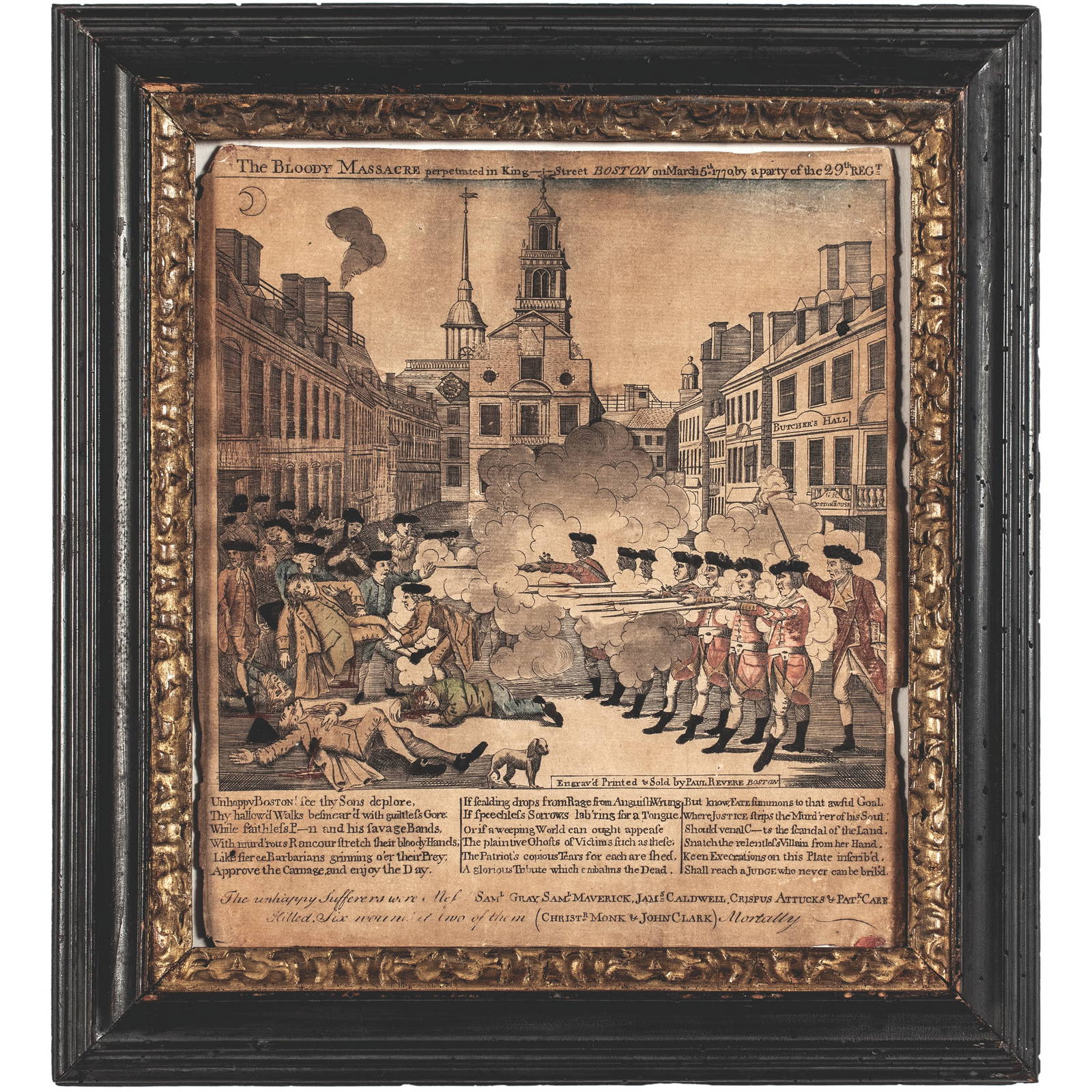 1770 Original Paul Revere, The Bloody Massacre (boston) Handcolored ...
