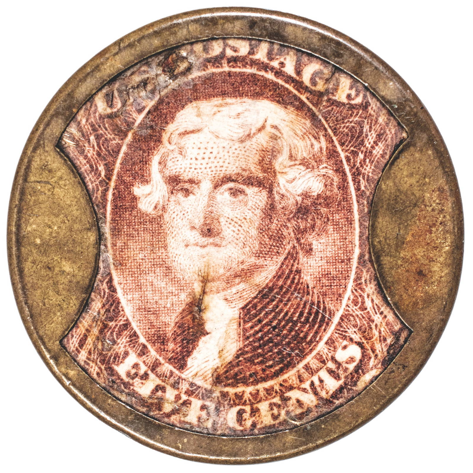 1862 Civil War Era Encased Postage Stamp, Ep-86, Five Cents, B. F ...