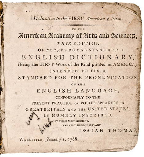 1788 The First Dictionary Published In America! - Jun 29, 2013 | Early ...