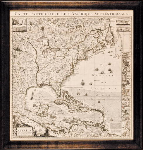 Very Rare C. 1740 Map Of America By Henry Popple