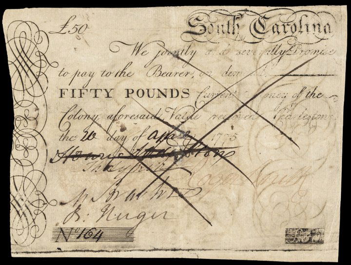 Colonial Currency. Sc April 1775 Henry Middleton
