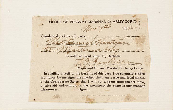 General Thomas Jonathan Stonewall Jackson Signed