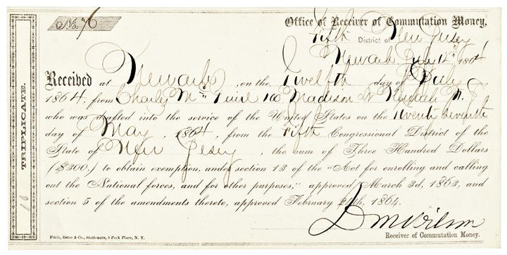 1864 Civil War Commutation Money $300 Exemption - Dec 13, 2014 | Early ...