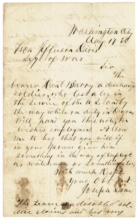 JEFFERSON DAVIS Autograph Letter Signed