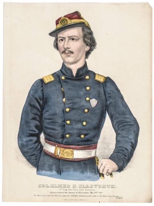1861 Currier Print: COL. ELMER E. ELLSWORTH, NY