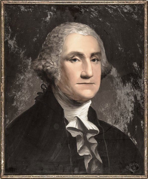 George Washington Reverse Painted Glass Portrait