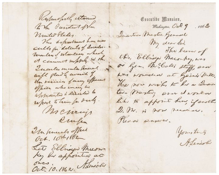 1862 Abraham Lincoln 2x Signed Civil War Letter!