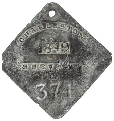 Authentic 1849 Charleston Servant Slave Hire Tag