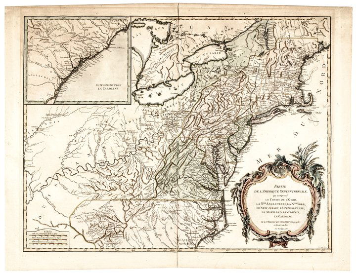 1755 Map Of North America By De Vaugondy