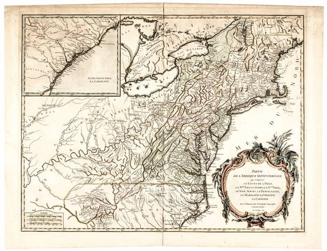 1755 Map Of North America By De Vaugondy