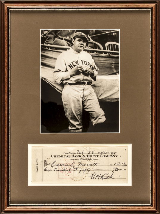 1942 George Herman (babe) Ruth Signed Check