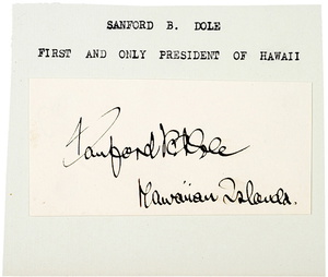 Sanford Dole, President Of Hawaii Signed Card