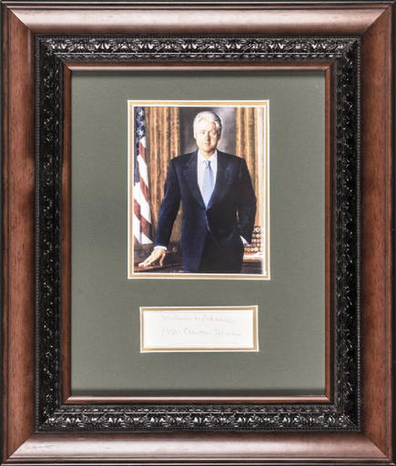 Bill Clinton Autograph Card Signed And Framed