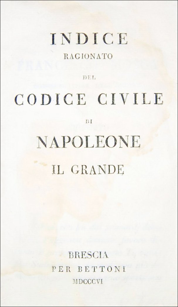 [napoleon, Civil Code] Indice Ragionato, 1806