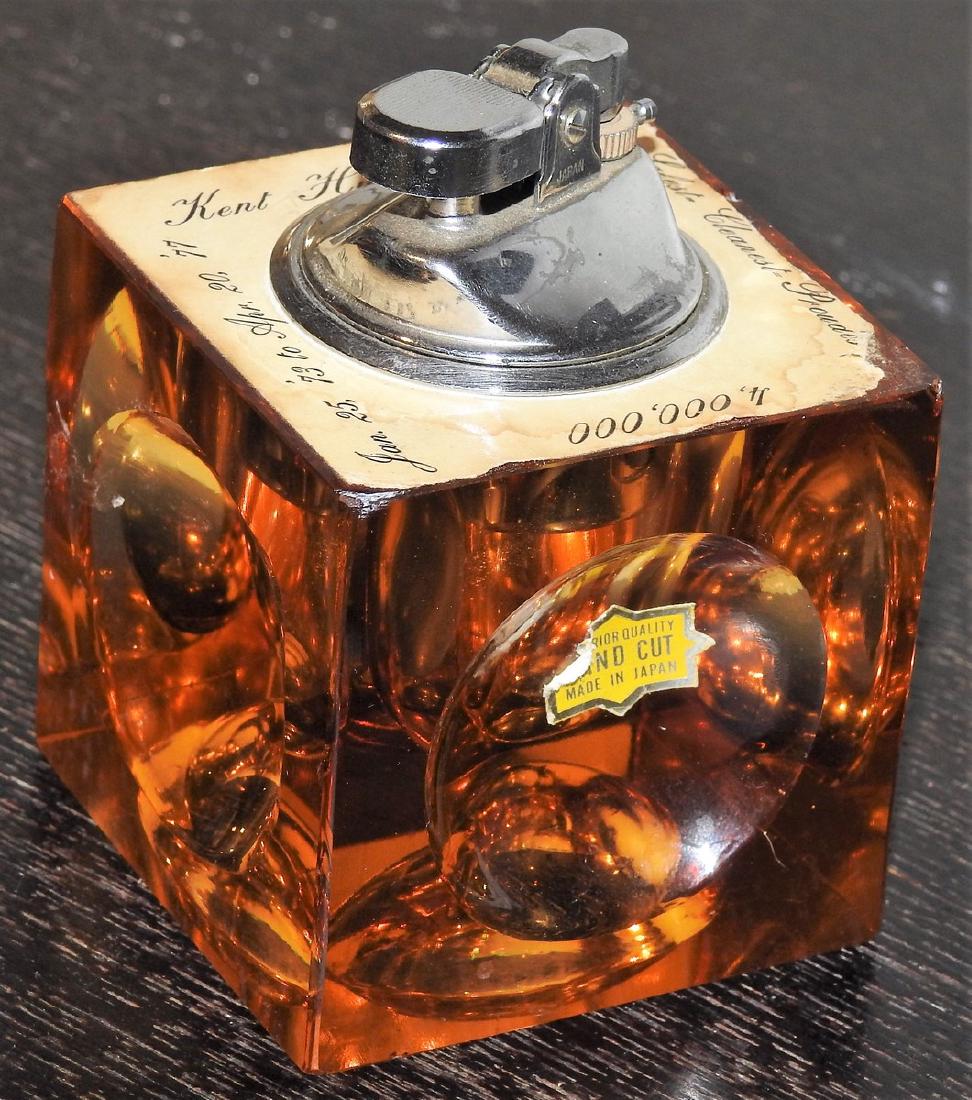 King Star Amber Hand Cut Crystal Table Lighter
