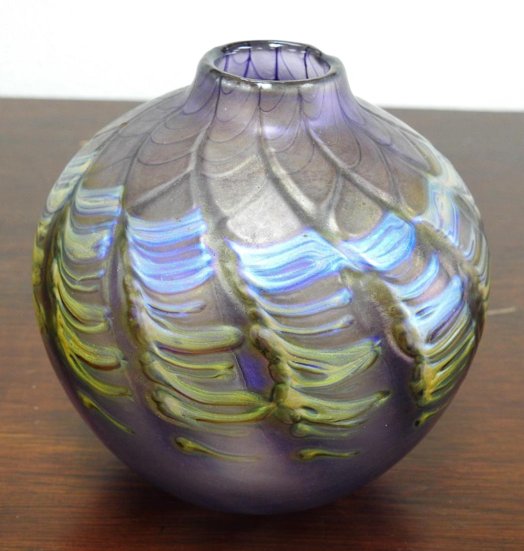 Vintage Iridescent Art Glass Vase Charles Ramsay