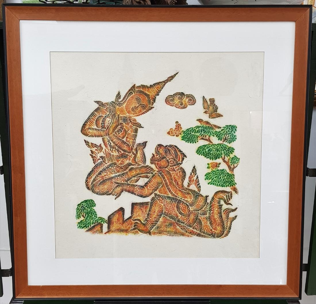 Antique Oriental Painting On Rice Paper