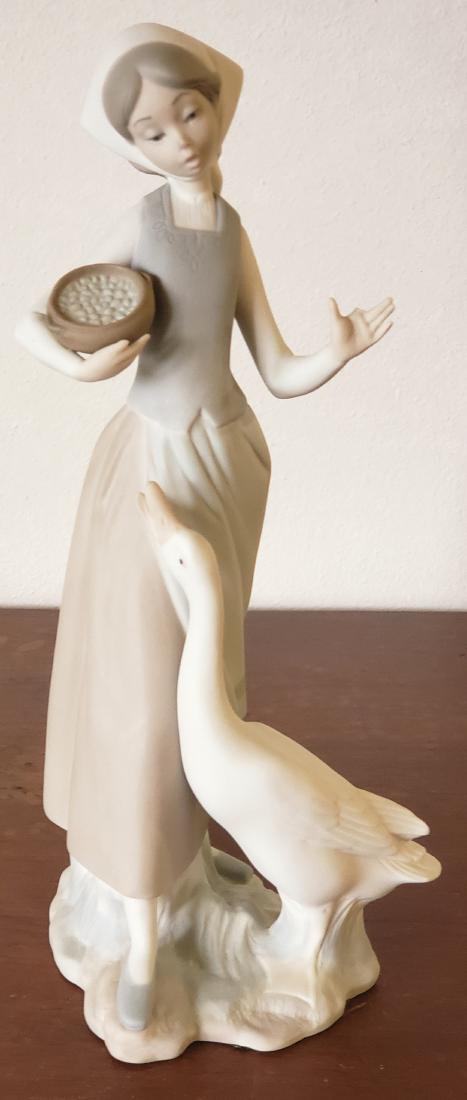 Vintage Lladro Porcelain Figurine Girl With Geese