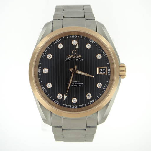 Omega Seamaster Two Tone Mens Diamond Watch