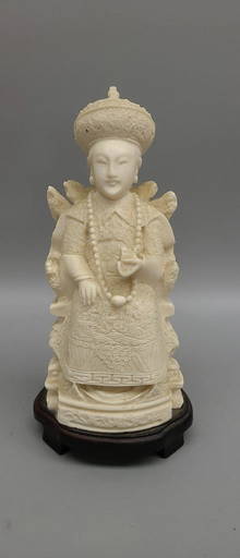 Chinese Ivory Color Emperor Sculpture 9" Ht
