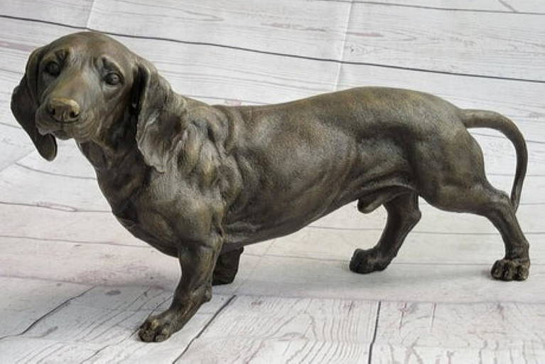 Dachshund Weiner Dog Bronze Metal Figure Figurine Sculpture