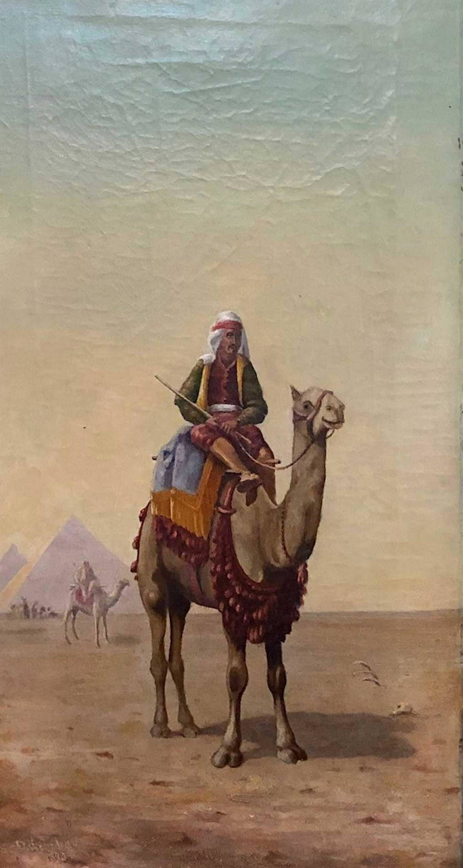 Middle East Scene -camels & Pyramid Auction