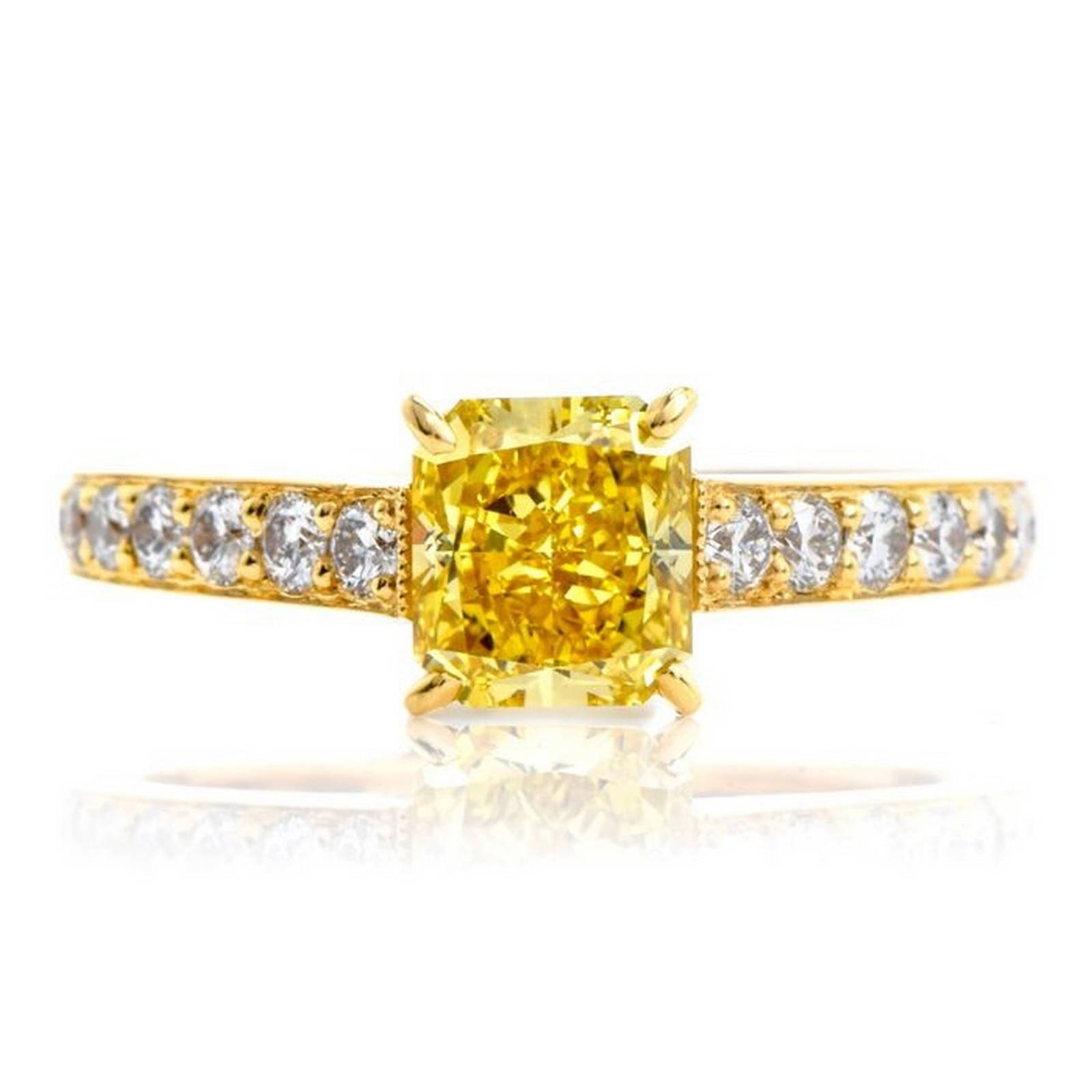 Gia Graff Natural Fancy Yellow Diamond 18k Yellow Gold Engagement Ring Auction