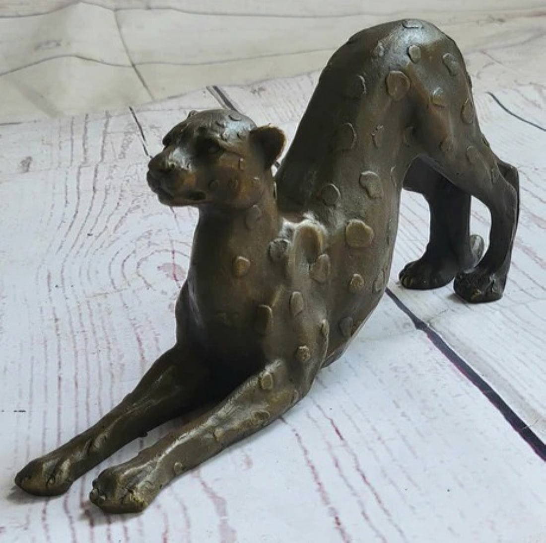 Buy Stretching Cheetah Big Cat Bronze Figurine Figure Sculpture | Miami ...