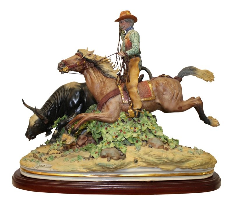 Algora Porcelain Figural Group of Horseman and Bull