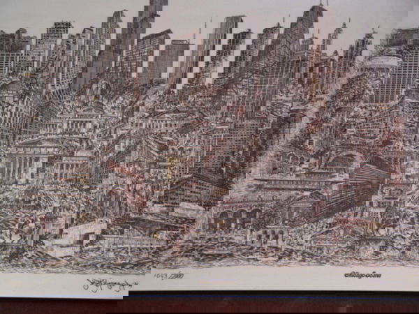 John K. Thompson Chicago Scene Marble