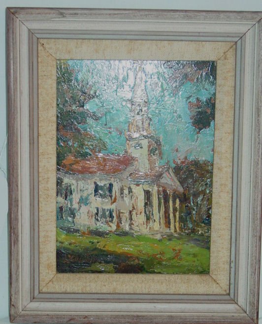 30: impressionistic oil painting of Church