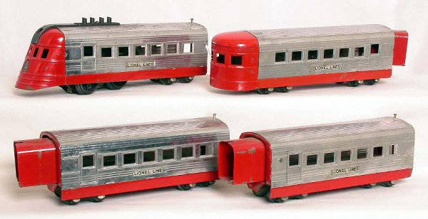 Lionel Prewar 1700 Jr Chrome And Red Train Set