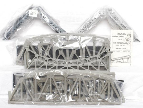 657: Three Lionel 321 trestle bridges, two overhead