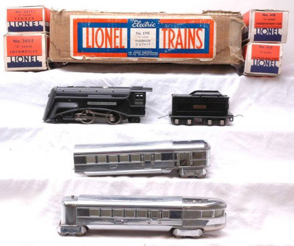 Lionel 265e 261tx 619 618 Silver Streak Set Boxed