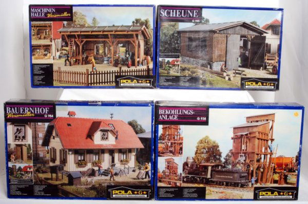 11: Four Pola G scale building kits in original boxes